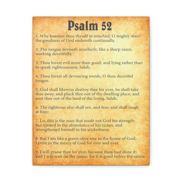 Express Your Love Gifts | Art | Scripture Sign Psalm 52 Chapter Gold Bible Canvas Christian Wall ...